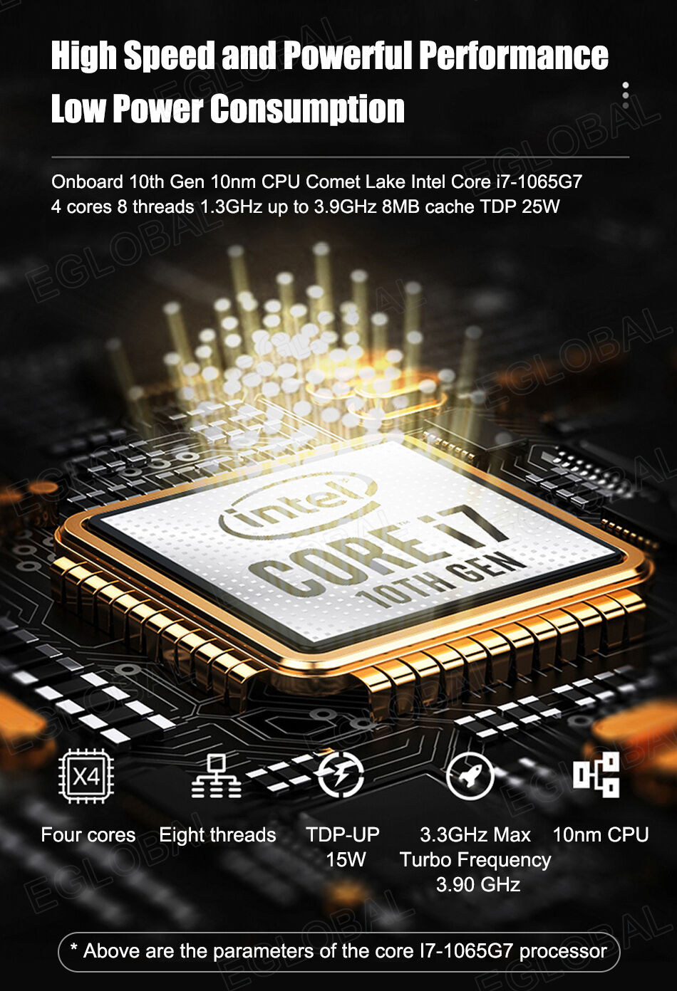Eglobal Latest 10th Gen 10nm Cpu In-tel Core I7-10710u 4 Cores 8 ...