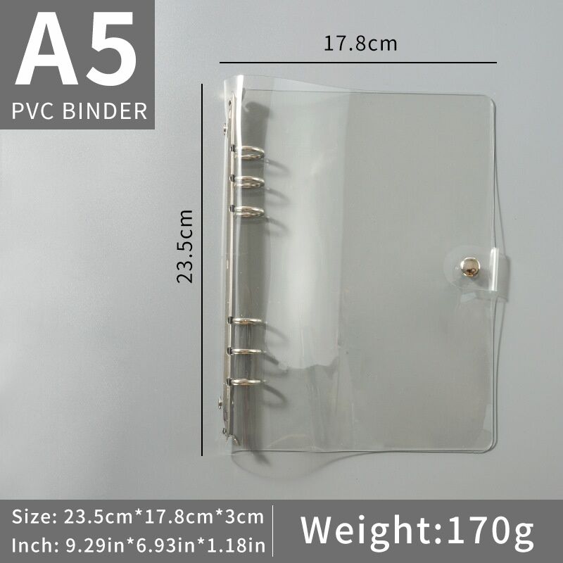 Transparent Loose Leaf Clear Pvc Binder A5 Acrylic Binder Cover 6-holes ...