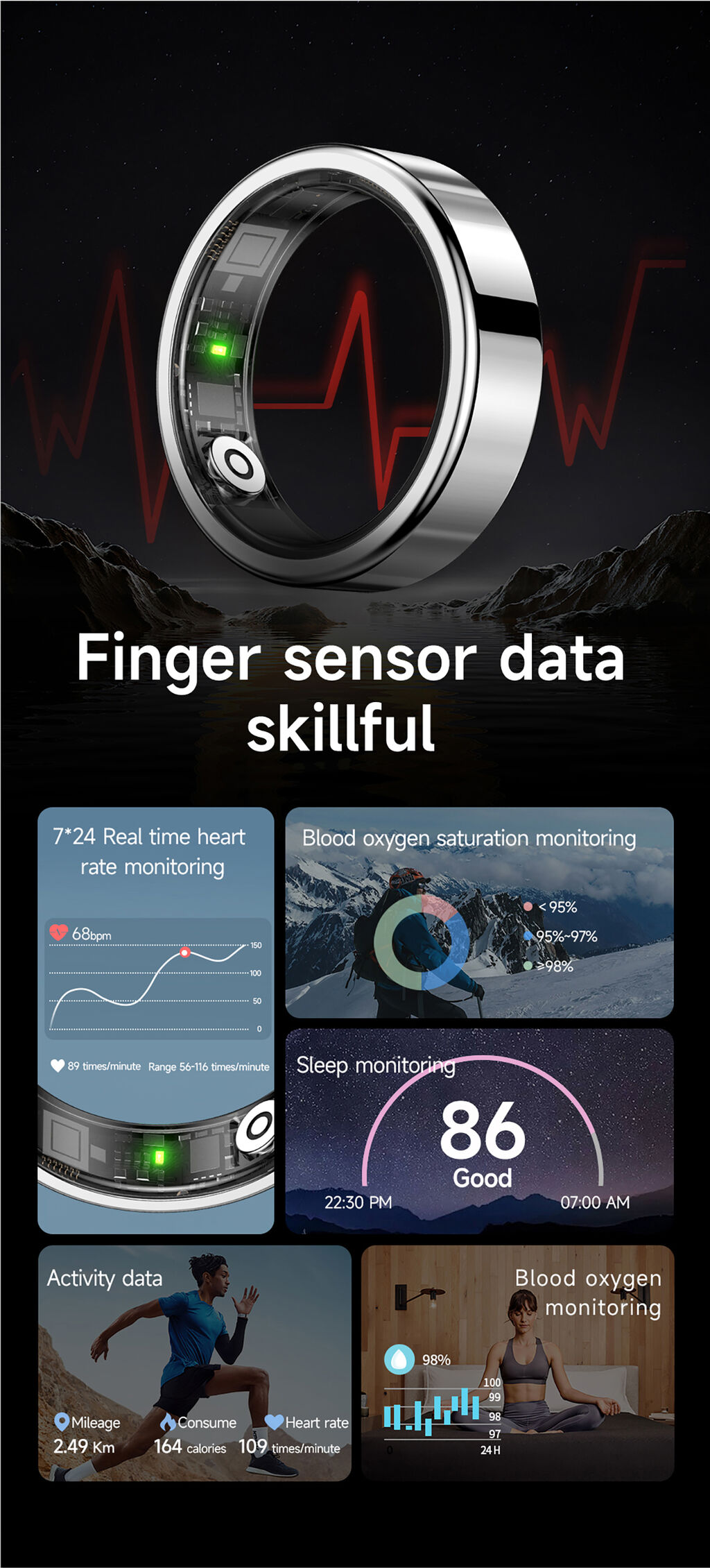 Stainless Steel Smart Ring Sr09 German Master Control Bluetooth Gesture ...