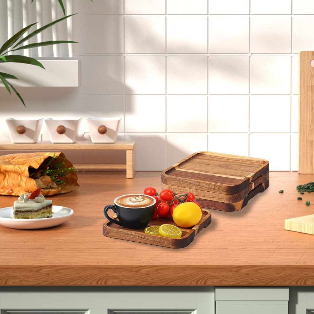 Acacia Wooden Plates, Solid Wood Serving Plates, Square Acacia Wood ...