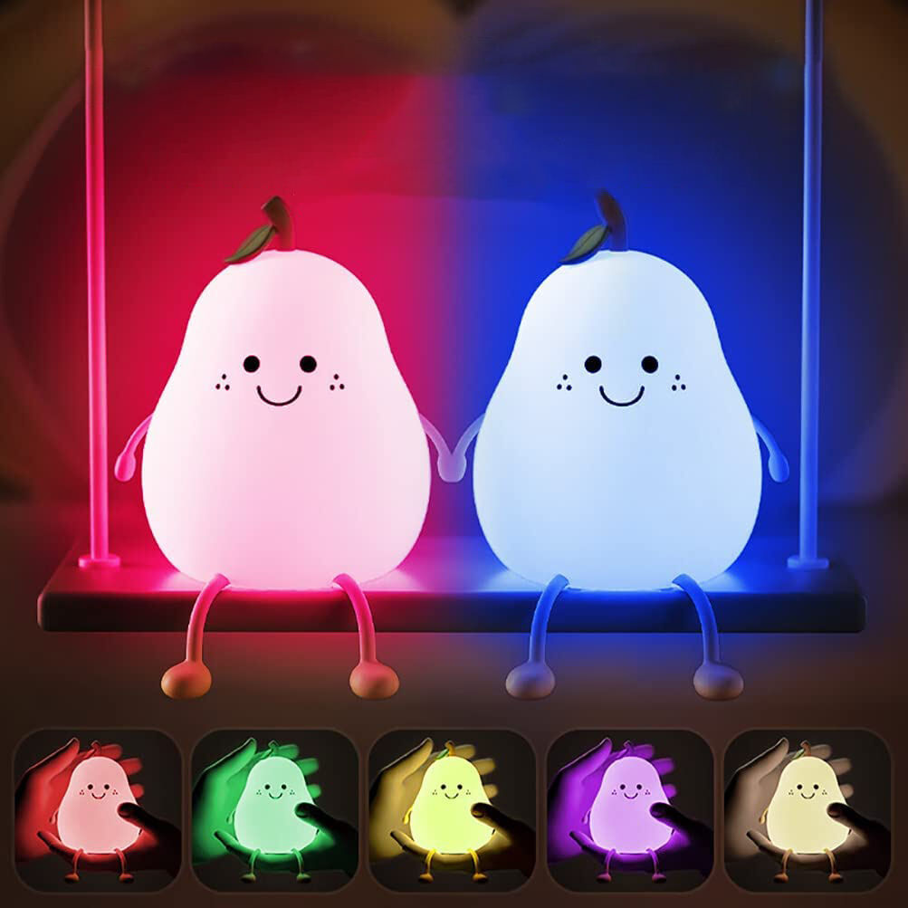 2025 Lovely Silicone Pear Light Gift Baby Night Light Toy Lamp Bedside ...