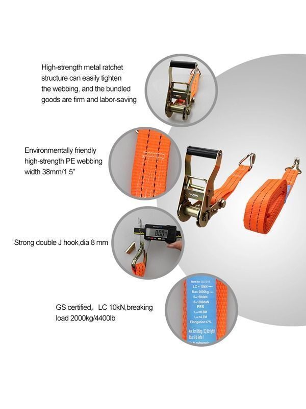 Ulk Multi-size J-hook Ratchet Tie-up Belt Lashing Belt Tie-down ...
