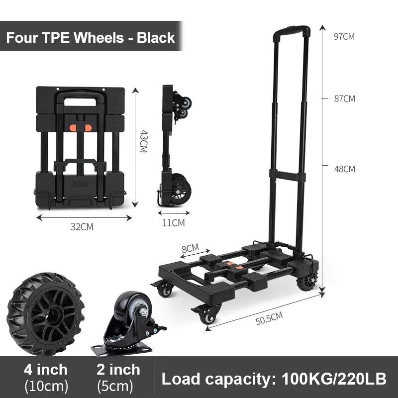 Wholesale New Design Foldable Multifunctional Platform Trolley Black ...