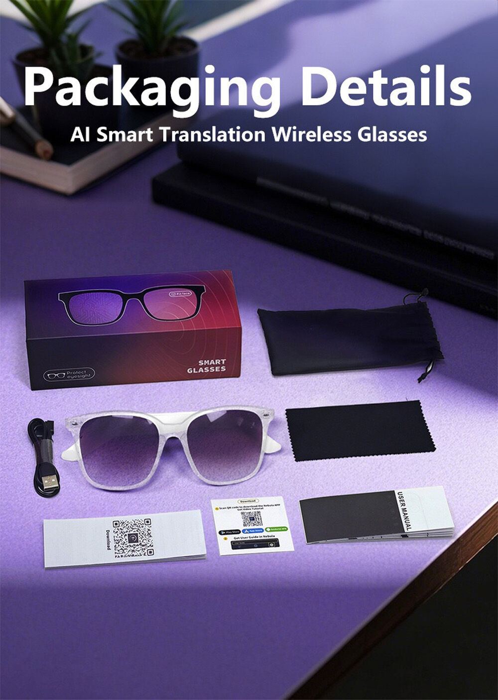 Wireless Smart Ai Translation Sunglasses With Noise Cancellation And ...