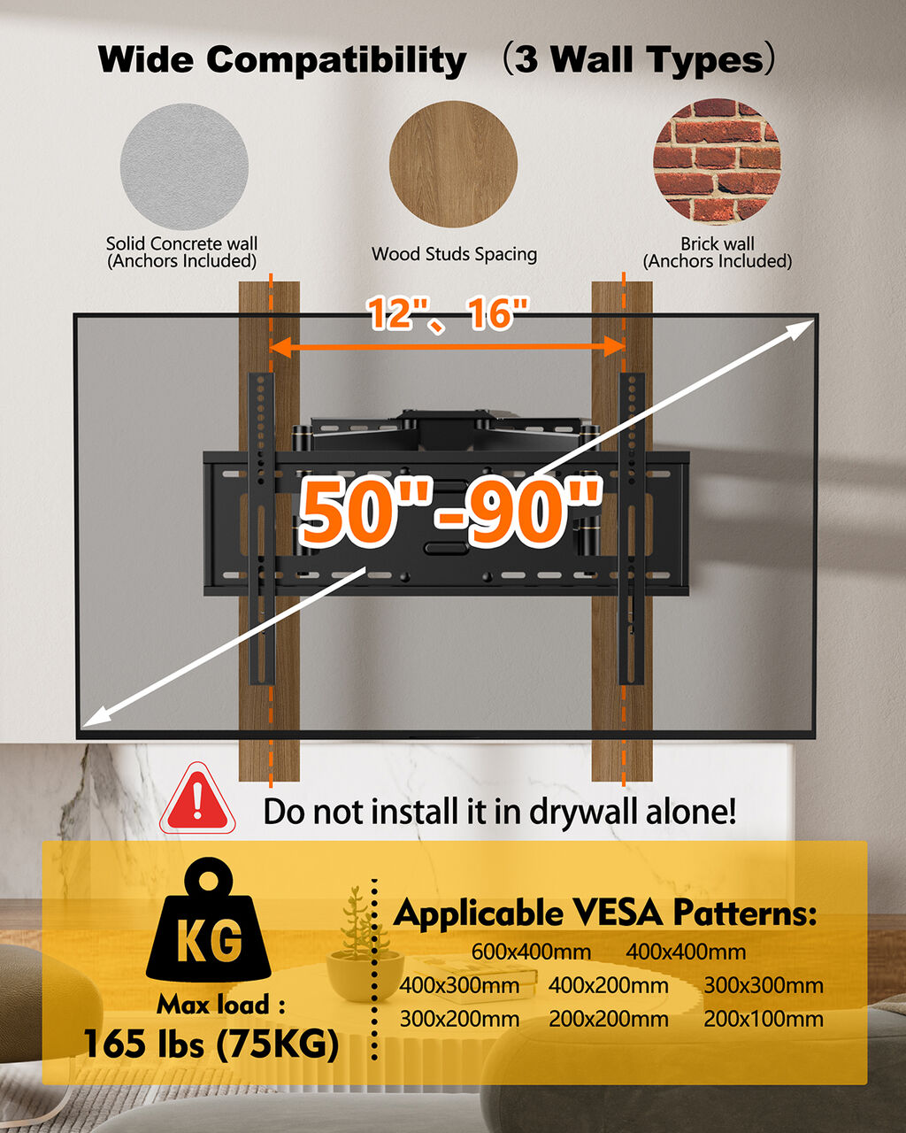 Heavy Duty Long Arm Tv Mount,full Motion Tv Mounts Bracket 43 Inch Extension Dual Articulating ...