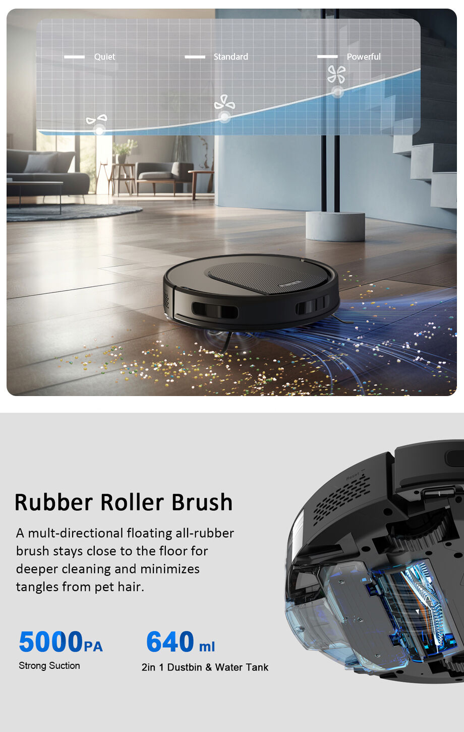 Gyro Navigation Robot Vacuum With Rolling Brush 2-in-1 Sweep & Mop ...