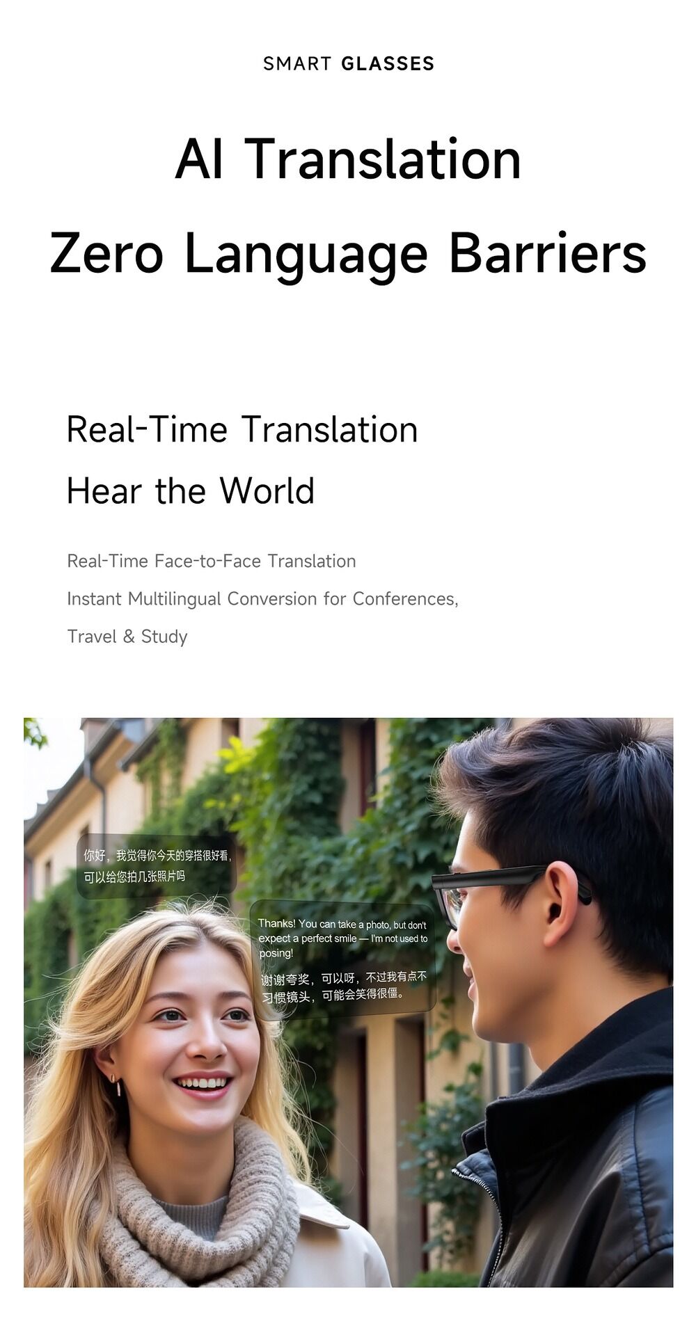 Oem/odm Intelligent Eyewear Call Audio Wearable Ai Translator Smart ...