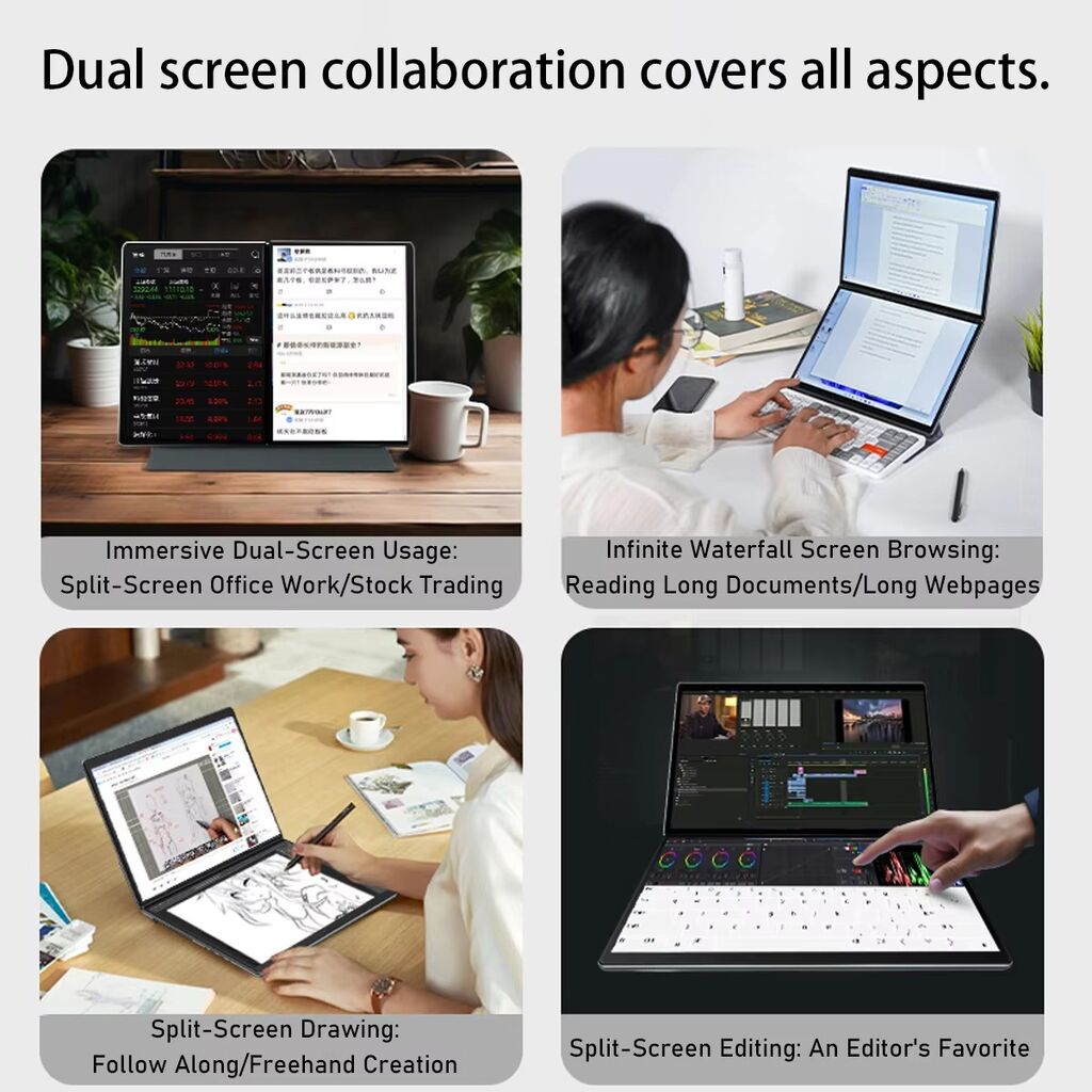 Hot Sale Dual Screen Touch Laptops Win 11 360 Flip Gaming Notebook Pc ...