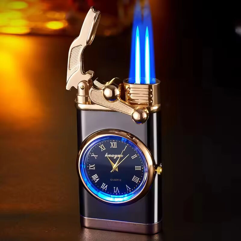 Wholesale Creative Lighter With Watch Dual Flame Refillable Gas Lighter ...