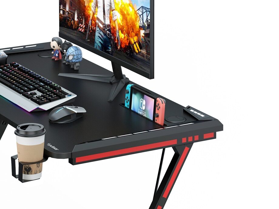 Olin 47.2 Inch Gaming Desk Z Shaped Computer Gamer Workstation With ...