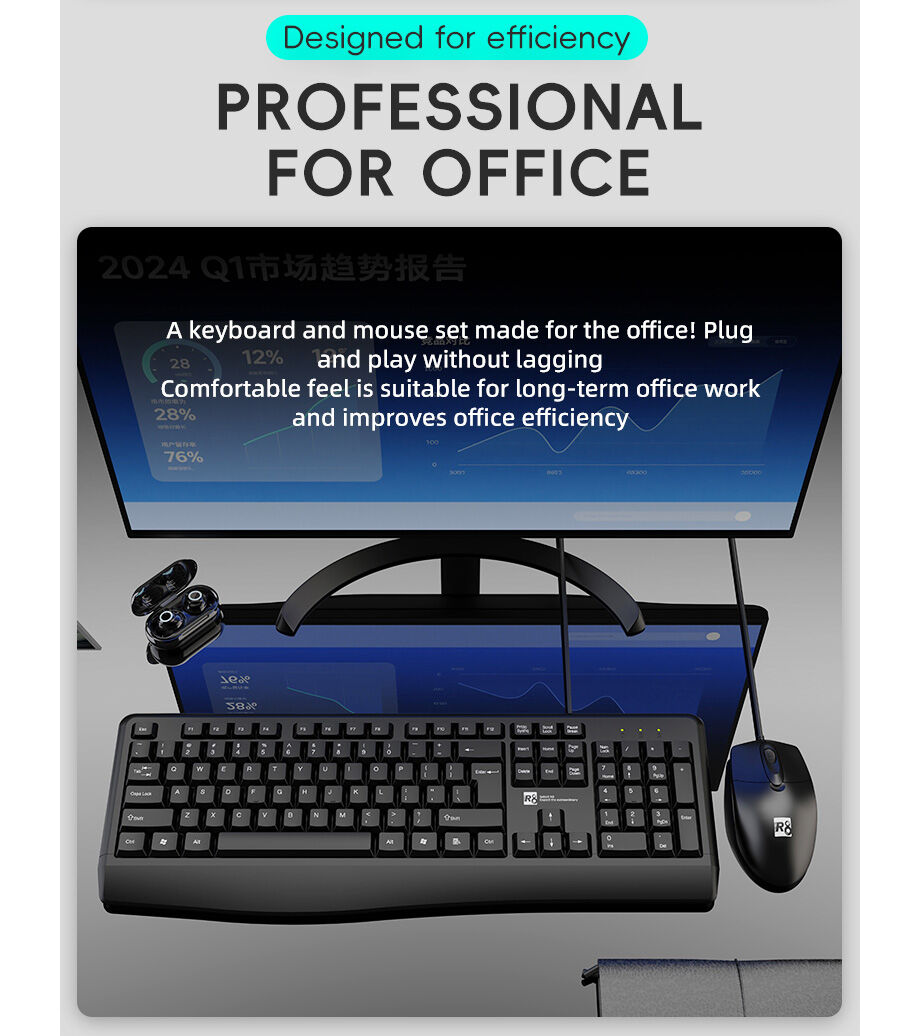 R8 1903 Classic Business Ergonomics Design Wired Keyboard And Mouse Kit ...