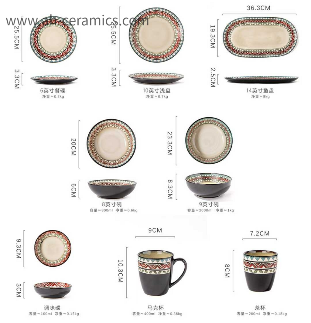 Dinnerware Gift Set - Ceramic Underglaze Bowl Collection With Gift Box ...