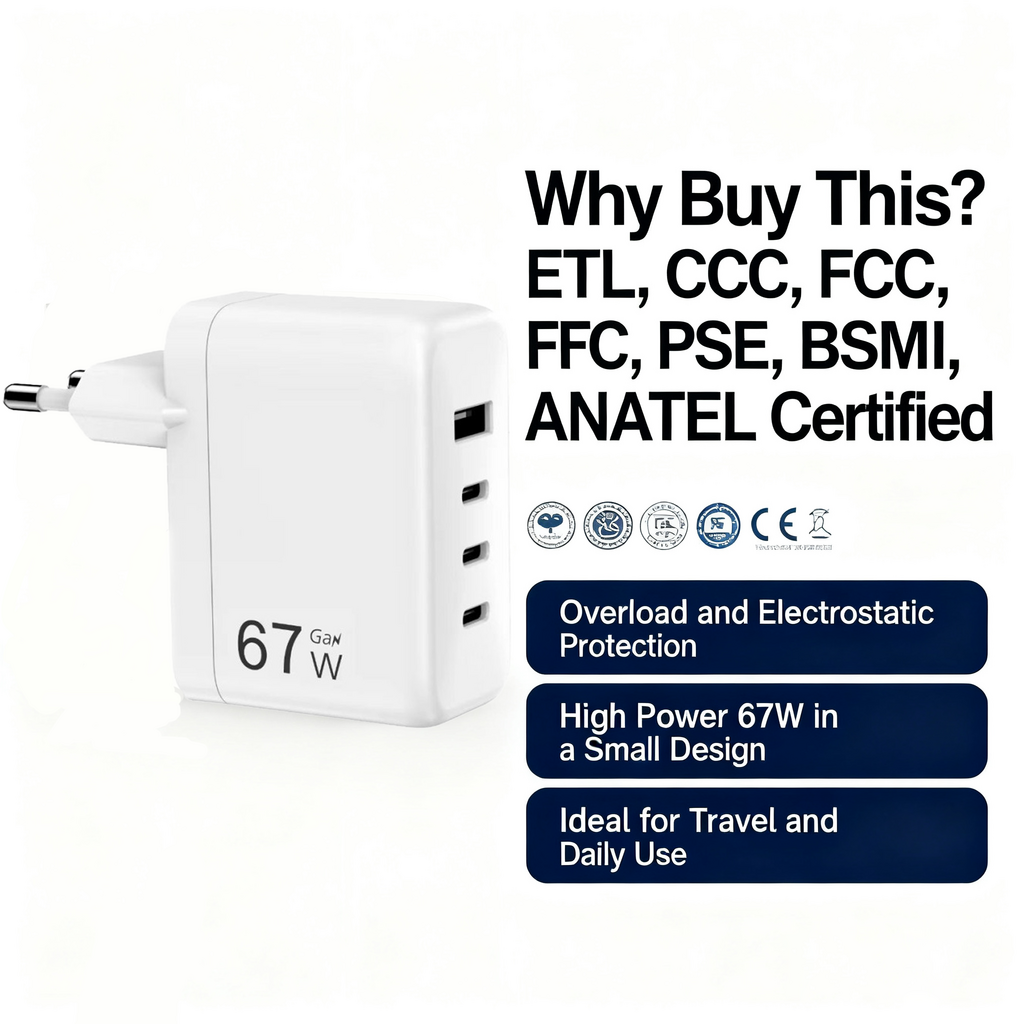 Buy China Wholesale Mnuo Eu Plug 67w Fast Charging Gan Pd Charger 3c1a ...