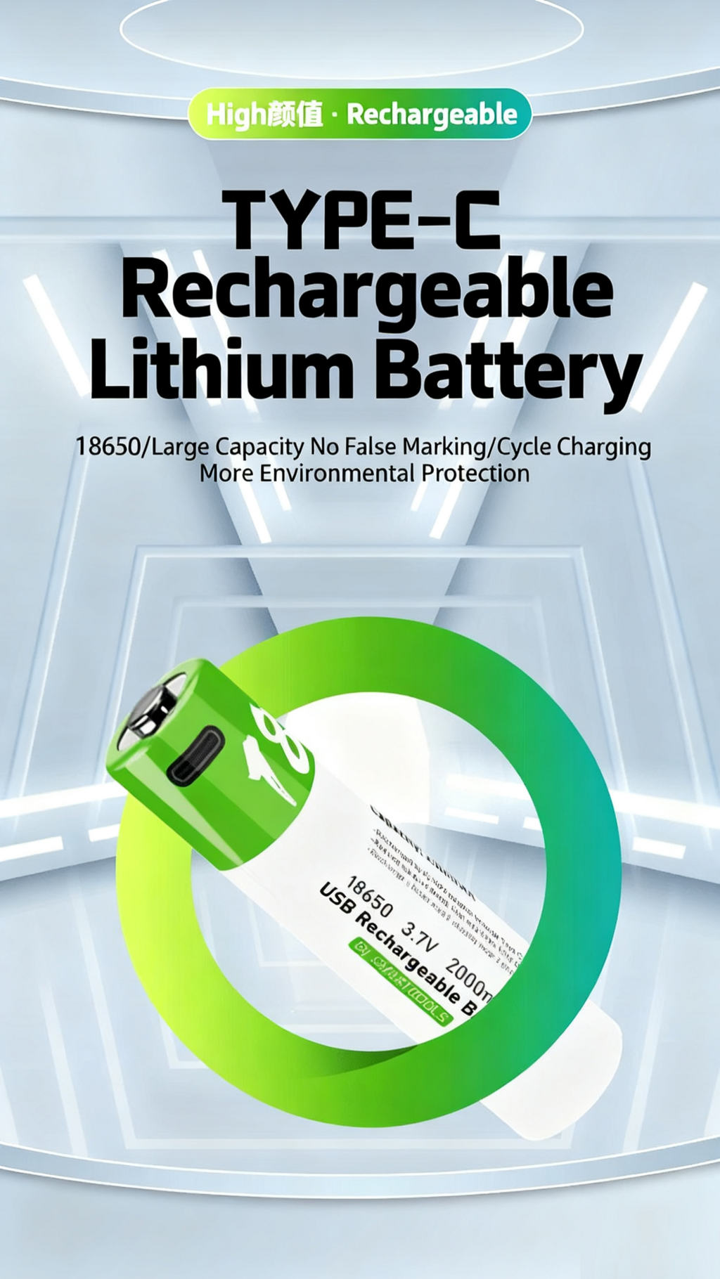 Rechargeable 18650 Lithium-ion Battery, Usb-c 18650 Battery, 18650 ...