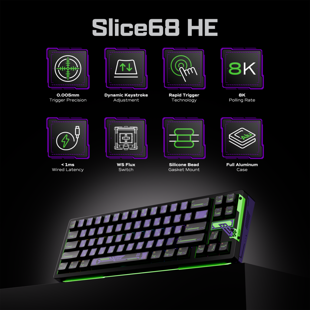 68% Wired Mechanical Keyboard Slice68 He Keyboard 8k Alu Plate Cnc ...