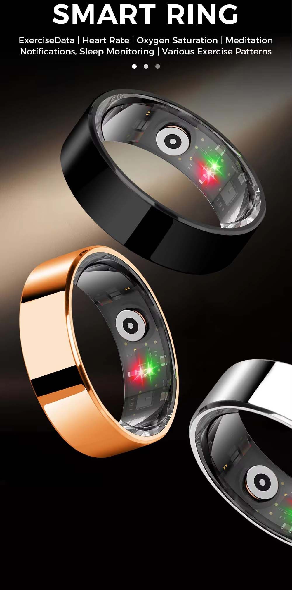 Smart Ring Fitness Tracker Heart Rate Blood Oxygen Sleep Monitor Ip68 ...