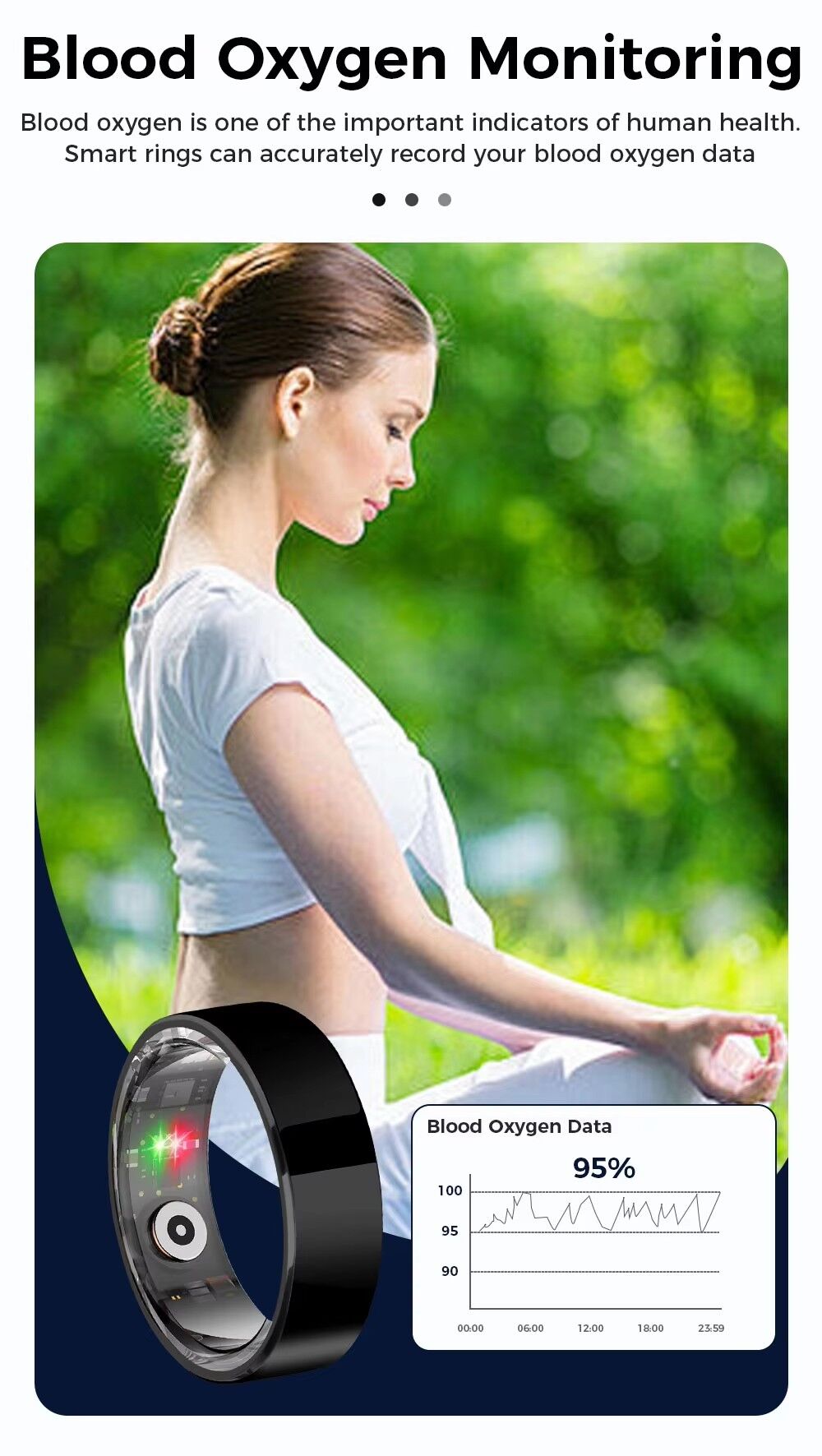 Smart Finger Ring Hrv Heart Rate Blood Oxygen Monitor Fitness Women Men ...