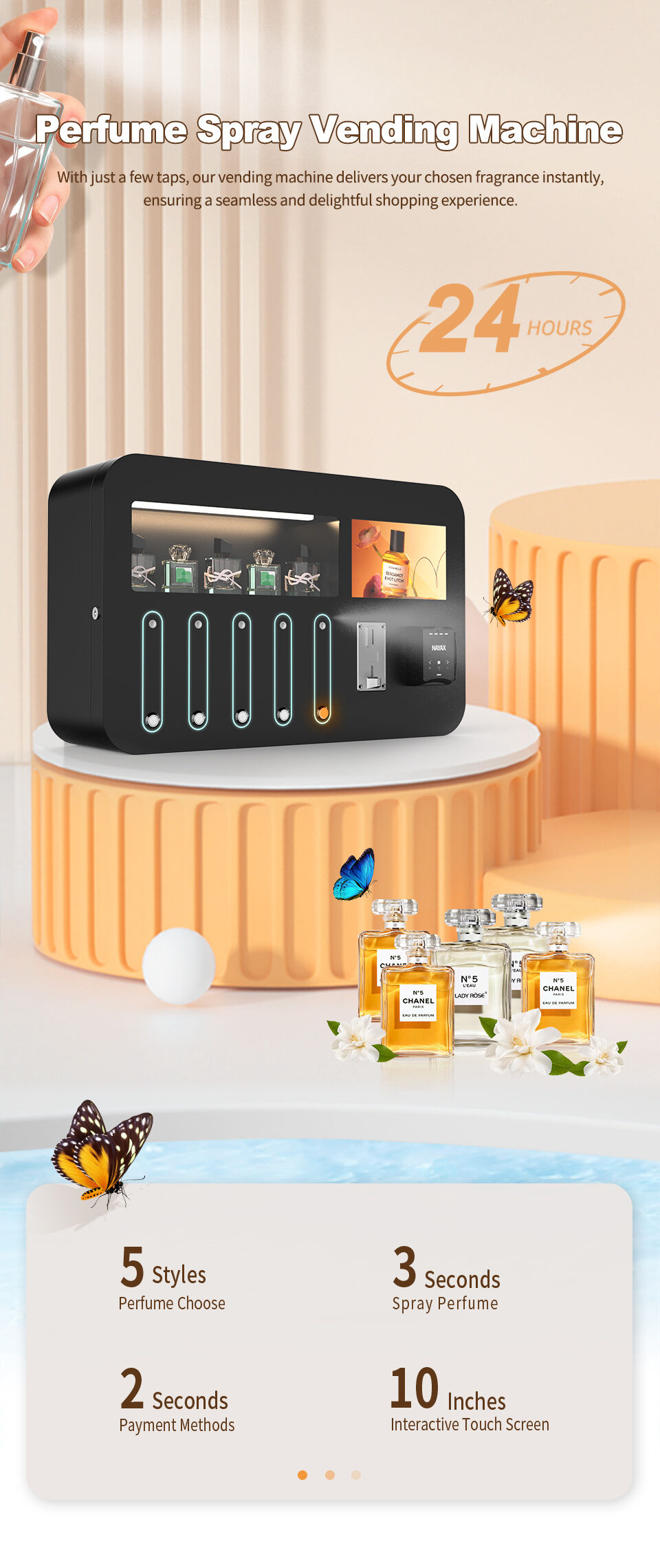 Factory Supply Wall Mounted Touch Screen Perfume Spray Vending Machine ...