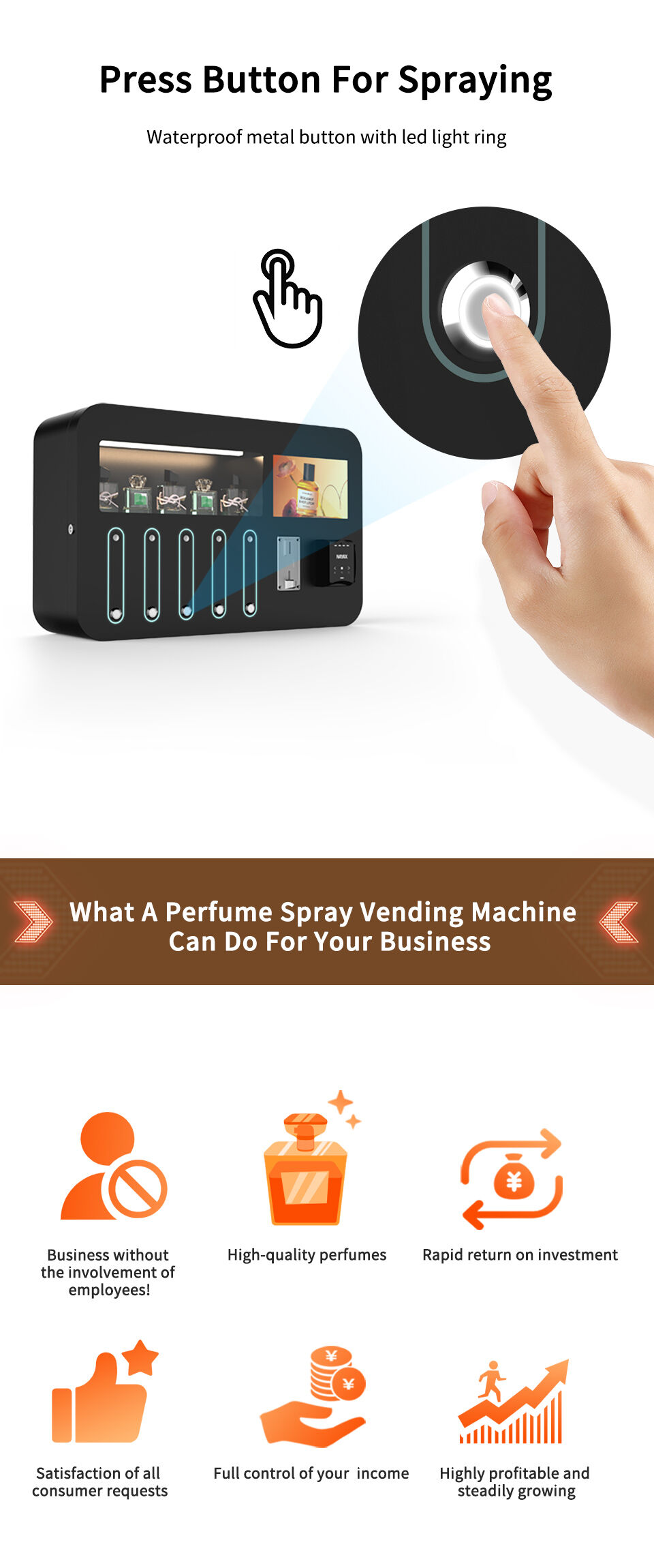 Factory Supply Wall Mounted Touch Screen Perfume Spray Vending Machine ...