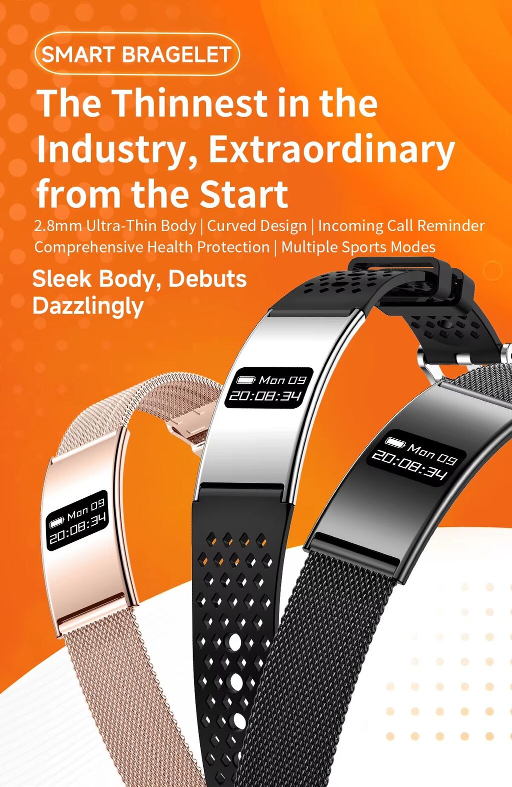 Smart Bracelet With 0.49 Inch Screen Heart Rate Blood Oxygen Ultra-thin ...