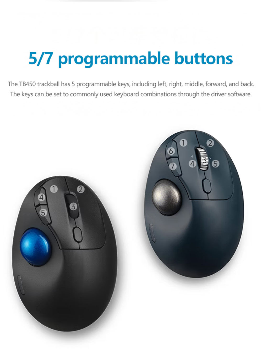 Wireless Bluetooth Dual-mode Vertical Trackball Mouse Ergonomic Mouse ...