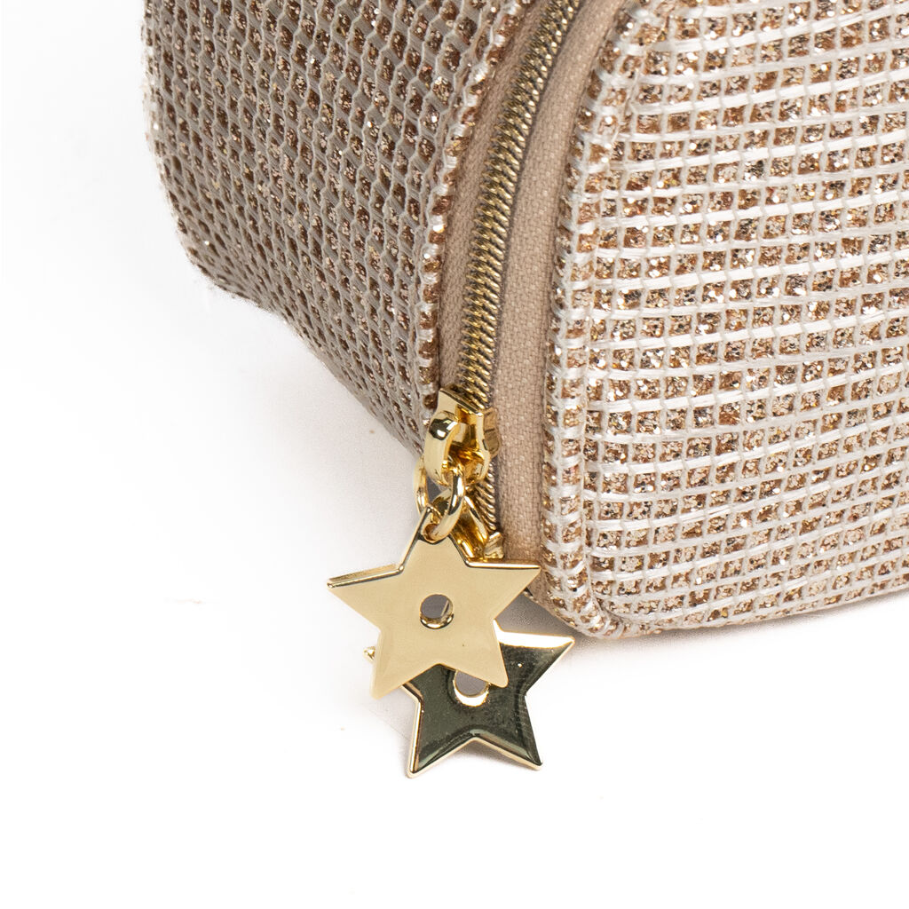 Star Customized Golden Handbag For Ladies, Customized Shiny Polyester ...