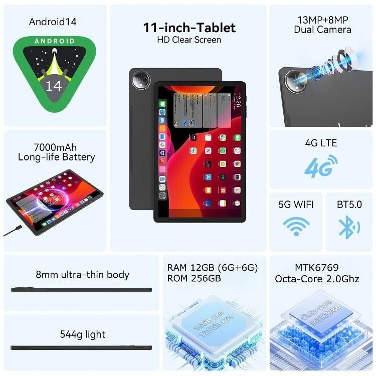 Best Price 11 Inch Tablet Pc - Mtk Octa Core, Android 14, 8mp Front ...
