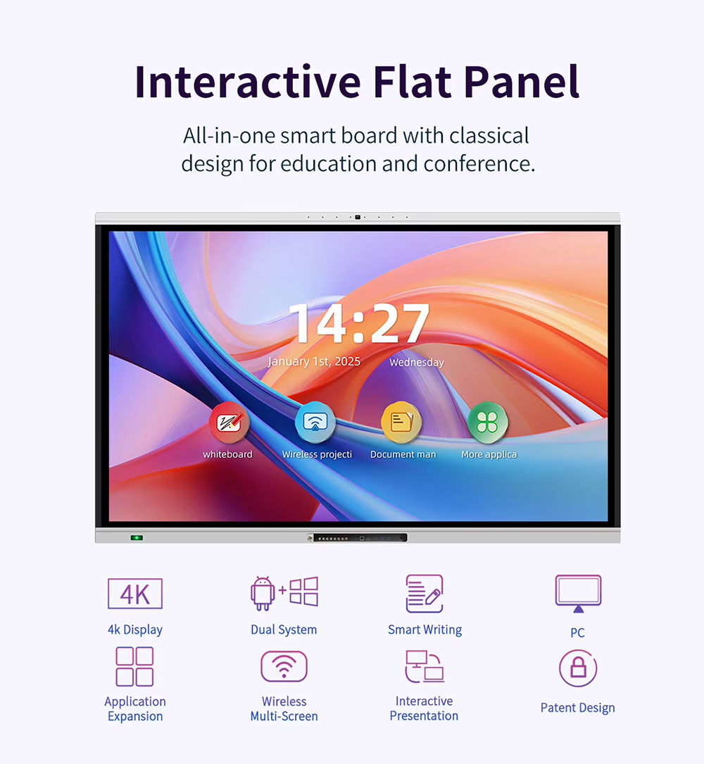 Interactive Whiteboard With 48mp Ai-tracking Camera, 100w Soundbar ...