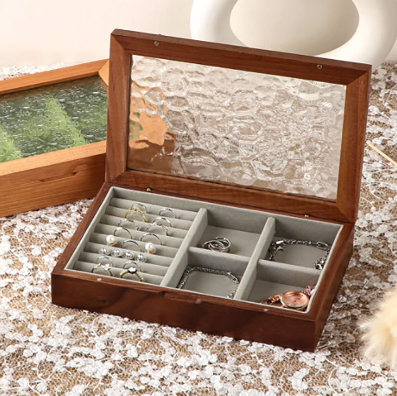Compact Vintage Walnut Wood Travel Jewelry Case Eco-friendly Solid ...