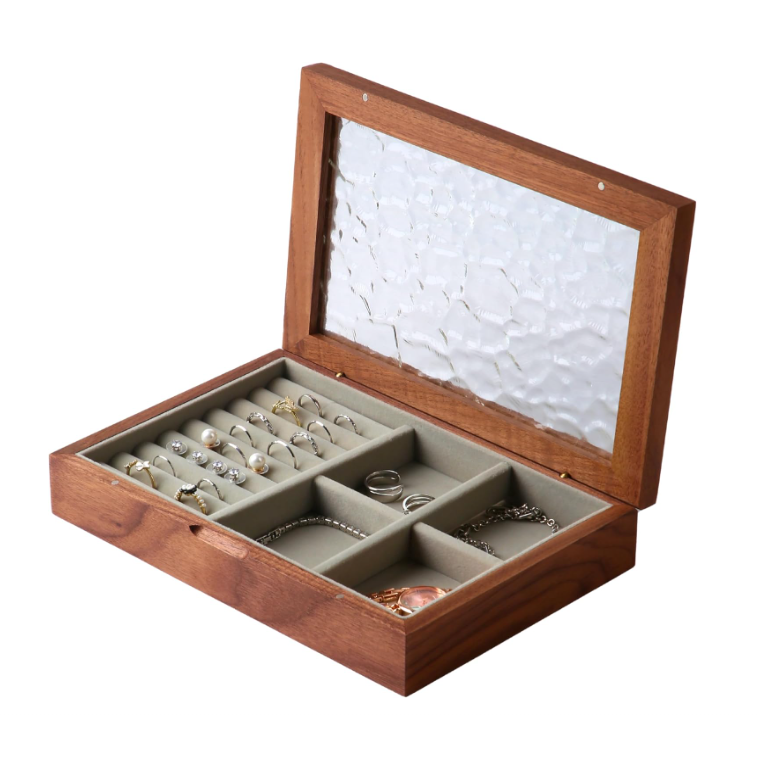 Compact Vintage Walnut Wood Travel Jewelry Case Eco-friendly Solid ...