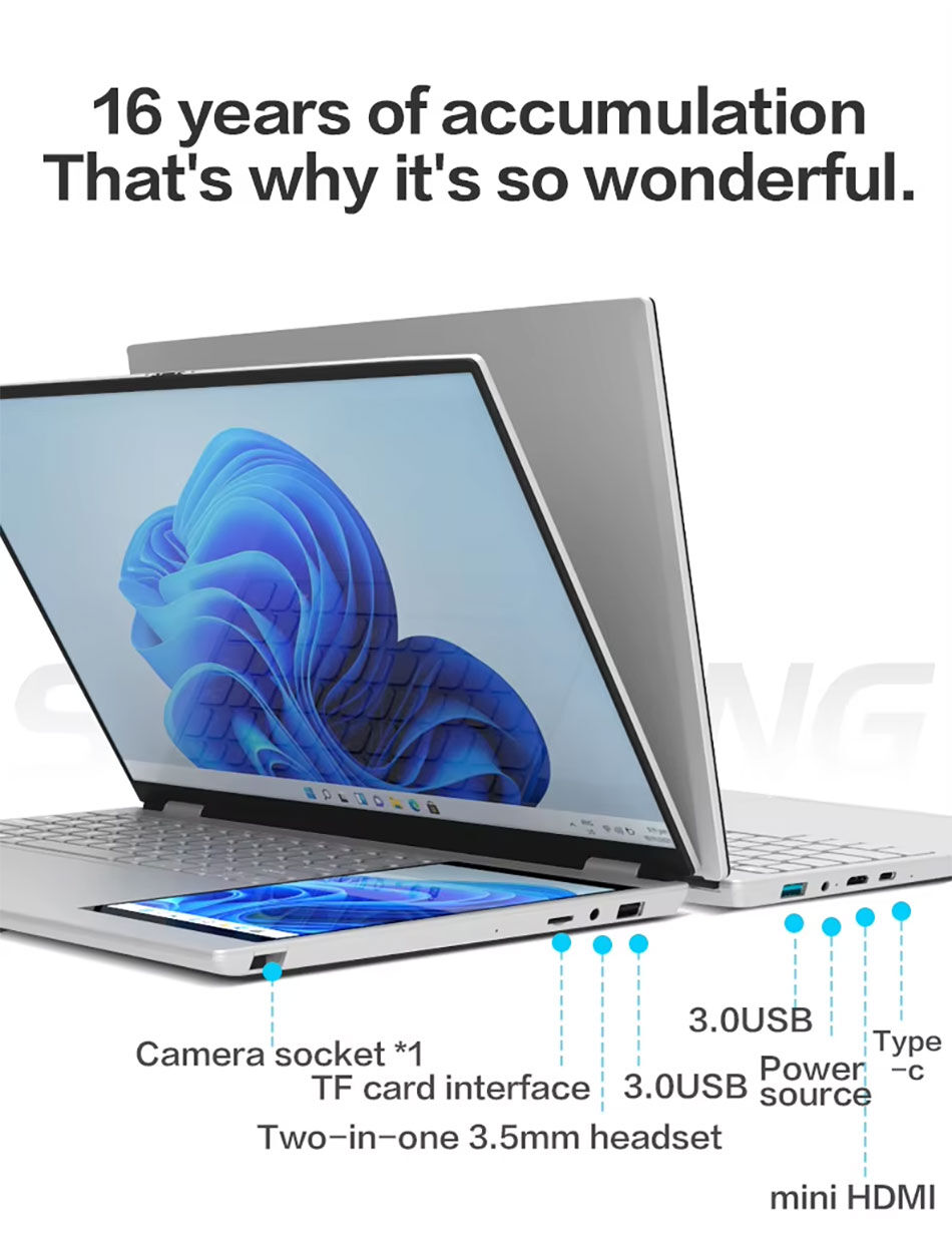 Dual Screen 15.6-inch Fhd Ips And 7-inch Ips Touch Laptop Computer, I7 ...