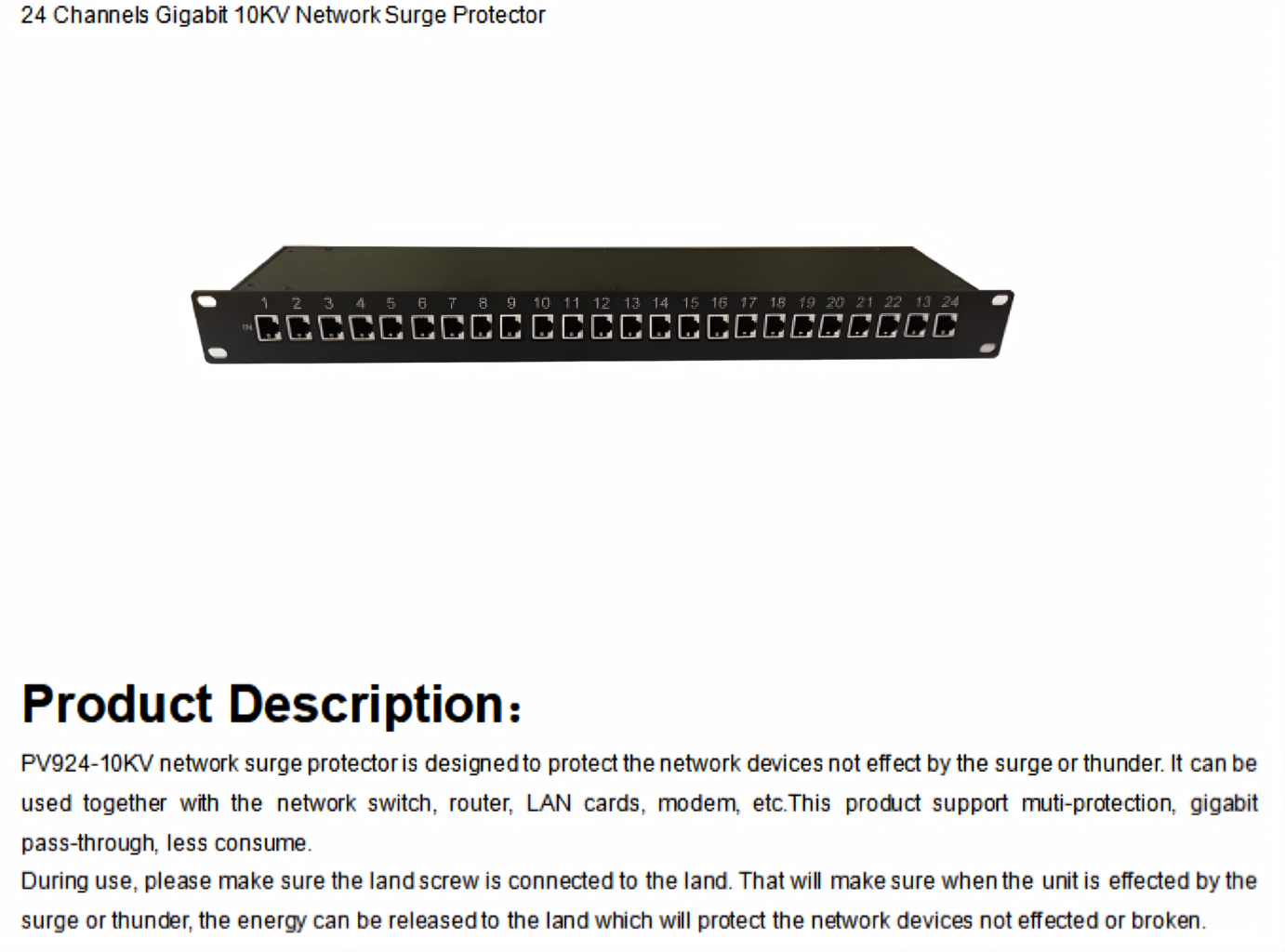 24-port Gigabit Surge Protector With 10kv Lightning Protection For ...