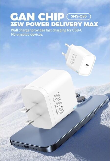 Somostel Q86 White Design Eu Us Plug Gan Chip 35w Power Delivery Max ...