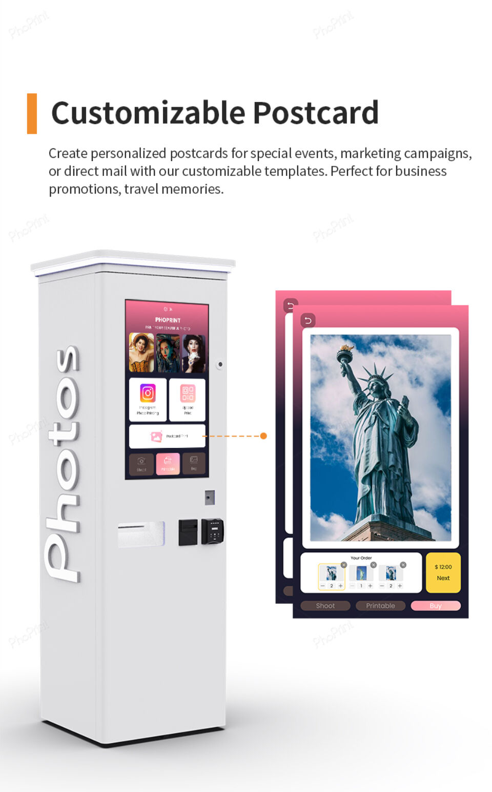 Phoprint 32 Inches Touch Screen Instant Print Photo Booth Self Service ...