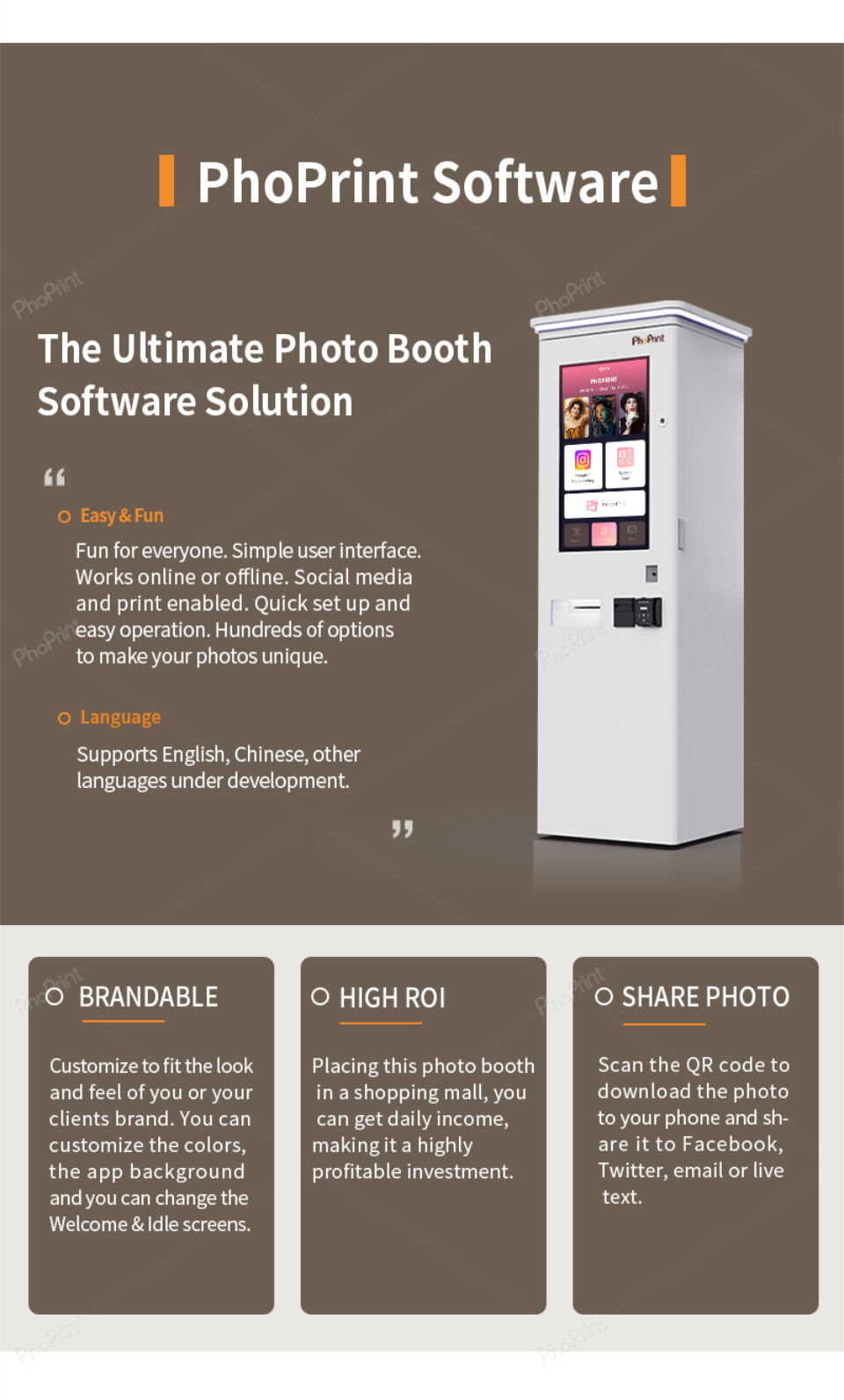 Phoprint 32 Inches Touch Screen Instant Print Photo Booth Self Service ...