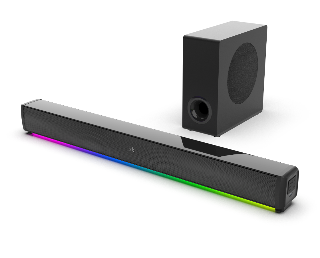 2.1 Ch 80w Soundbar With Rgb Light And Wired Subwoofer For Home Use ...