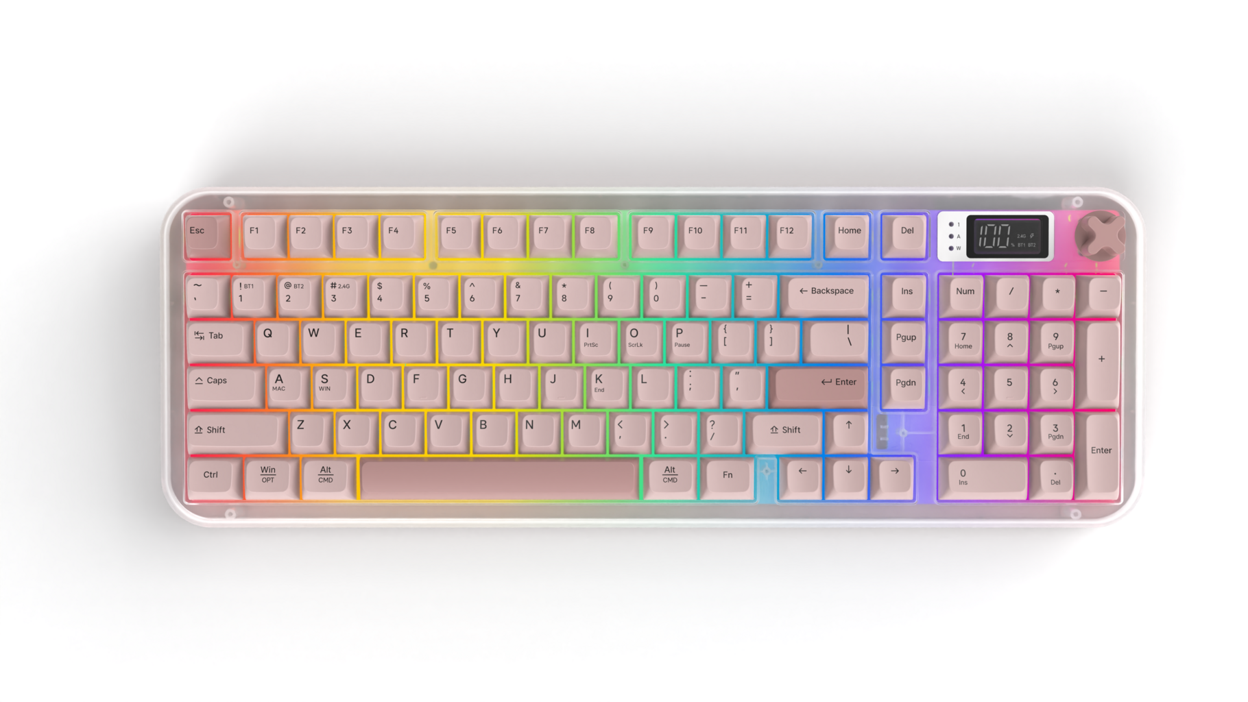 710max 100-key Tri-mode Wireless Mechanical Keyboard, Transparent Top ...