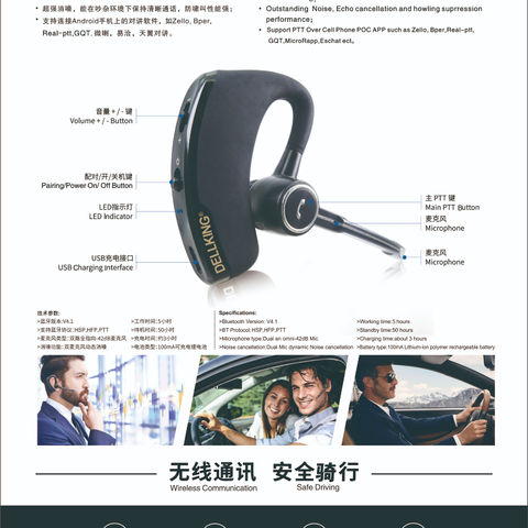 China PTT headset bluetooth microphone wireless with POC supported on ...