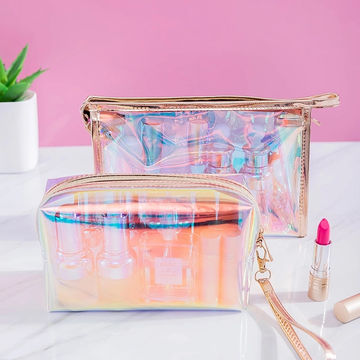 Customized Plastic Large Capacity Makeup Bag Holographic Bag Cosmetic ...