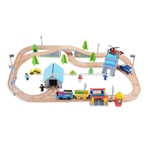 China New hottest simulation 80pcs railway set wooden electric train ...