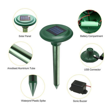 Solar Mole Repeller - Sonic Mole Repellent Rodent Control Deterrent ...