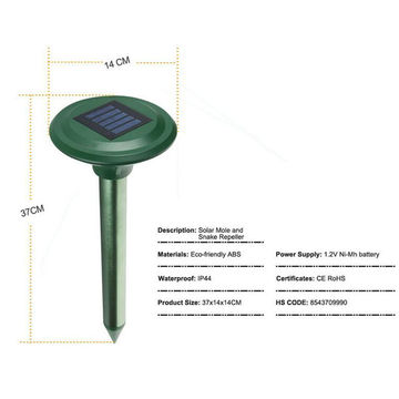 Solar Mole Repeller - Sonic Mole Repellent Rodent Control Deterrent ...