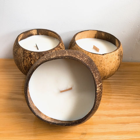 Vietnam Natural round shape coconut shell scented candle bowls on ...