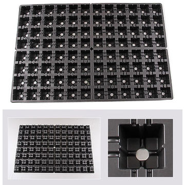 96 Cell plug tray, Plant seedling tray, Black plastic seed nursery tray ...