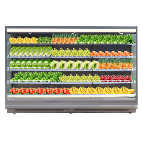 China Wind multi-desk curtain vegetable display fridge supermarket ...
