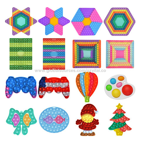China Christmas Pop it Fidget Toy,Rainbow Square Hard Shell Pop It ...