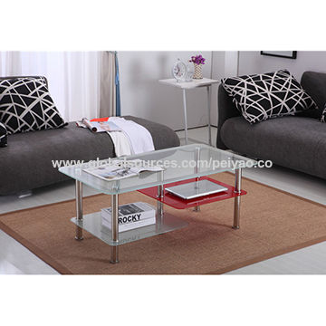 China Red glass coffee table, new design on Global Sources,3 layer ...
