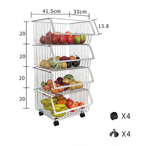 China Kitchen Rack, Home Organizer, 4-Tier Storage Rack, Rolling Metal ...