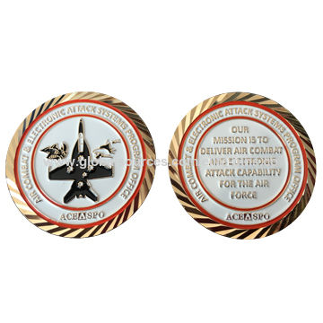 China Customized challenge coin, zinc-alloy/gold-plated with soft ...