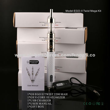 Authentic GS ego II twist mega kit, ego twist 2200mAh battery, atomizer ...